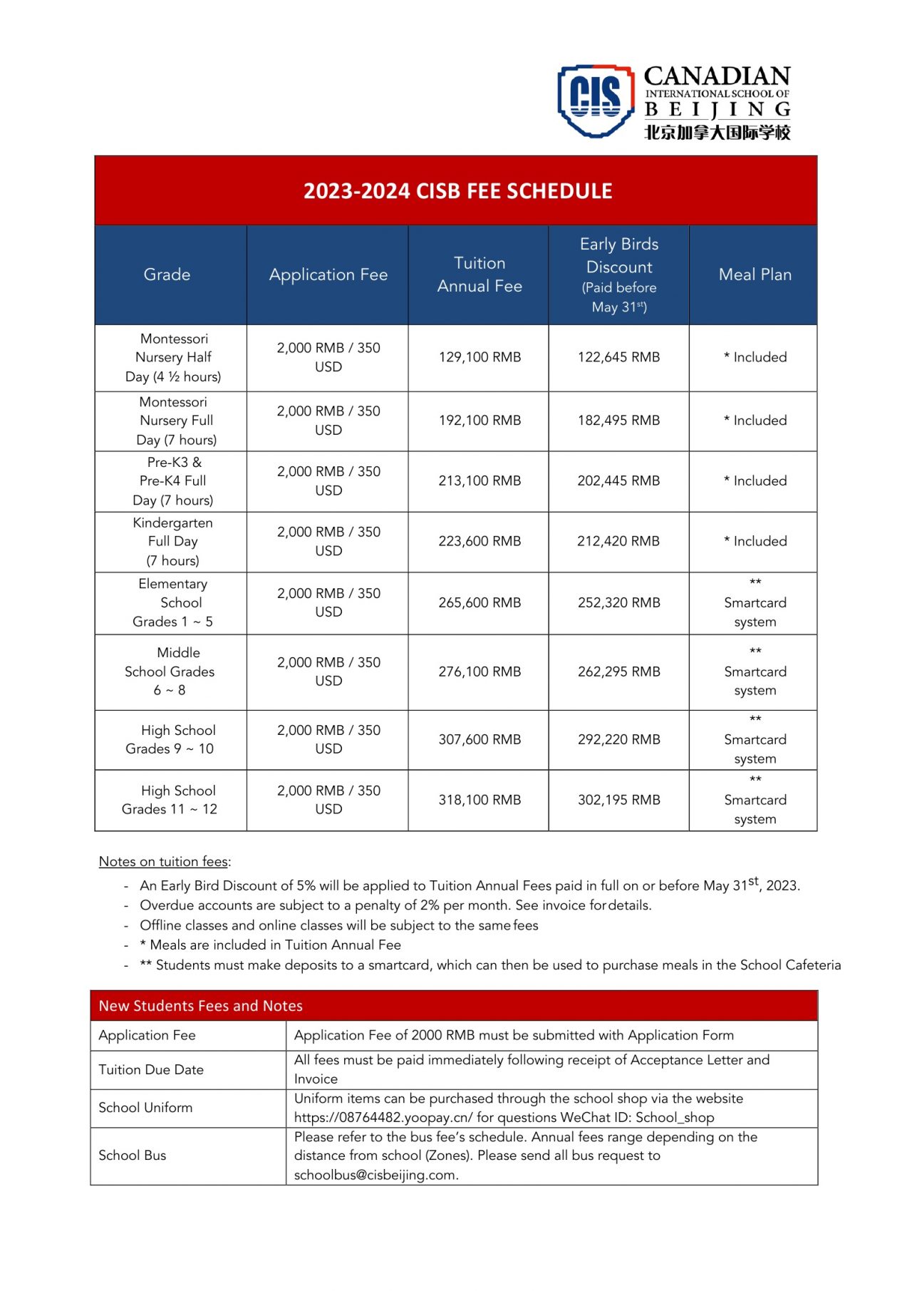 School Fees - CISBeijing - Canadian International School of Beijing ...