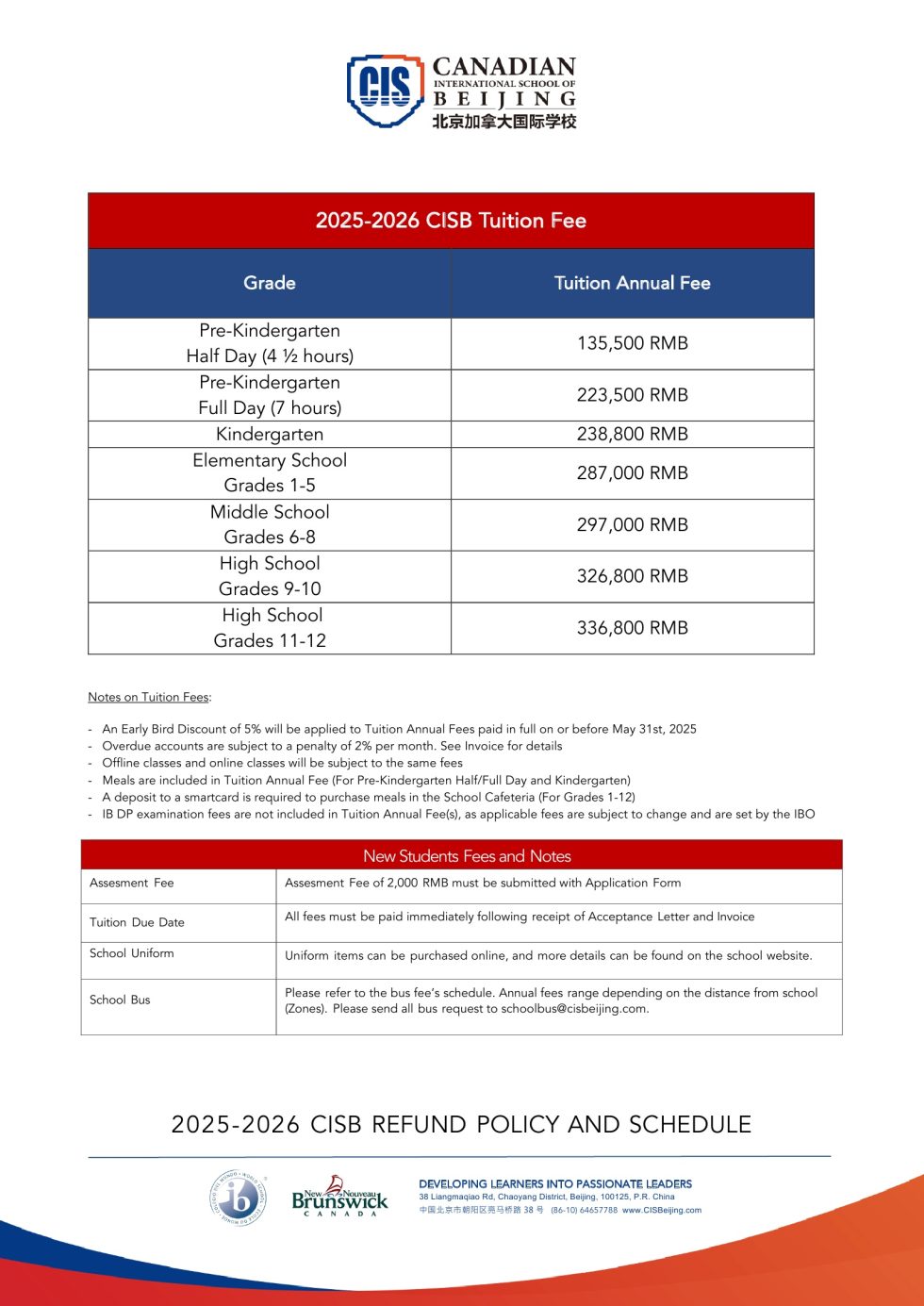 School Fees - CISBeijing - Canadian International School of Beijing ...